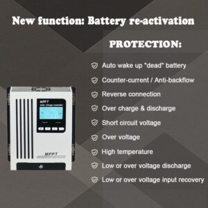 SOLAFANS 96V 55A MPPT Solar Charger 48V 60V 72V Solar Energy Controller Regulator DC180V PV Input 5500W for Off Gird Solar System Sealed Gel AGM Flooded Lithium Battery