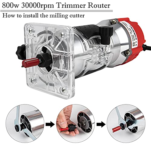 800W Compact Wood Router Tool, Portable Handheld Palm Router Woodworking,Electric Trimmer Wood Router with 15pcs Router Bits,Wood Laminate Router for Woodworking Handicraft and DIY