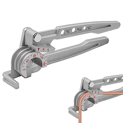 Pipe Bender 180°Tube Bender Copper Tubing Bender, Ratchet Tubing Bender for 3/8",1/4",5/16",for Copper, Brass, Aluminum and Thin Steel Pipes