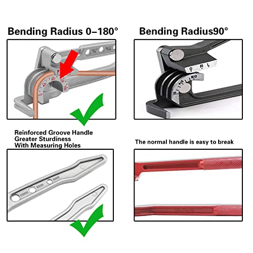 Pipe Bender 180°Tube Bender Copper Tubing Bender, Ratchet Tubing Bender for 3/8",1/4",5/16",for Copper, Brass, Aluminum and Thin Steel Pipes