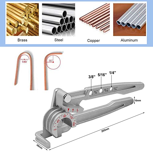 Pipe Bender 180°Tube Bender Copper Tubing Bender, Ratchet Tubing Bender for 3/8",1/4",5/16",for Copper, Brass, Aluminum and Thin Steel Pipes