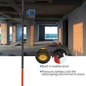 Laser Level Pole， Telescoping Tripod Pole 12FT/3.7M with Tripod Adjustable Mount 5/8''&1/4'' Thread for Bosch Dewalt Rotary and Line Rotary Lasers (MP2 Pole with Tripod)