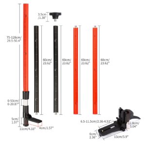 Laser Level Pole， Telescoping Tripod Pole 12FT/3.7M with Tripod Adjustable Mount 5/8''&1/4'' Thread for Bosch Dewalt Rotary and Line Rotary Lasers (MP2 Pole with Tripod)