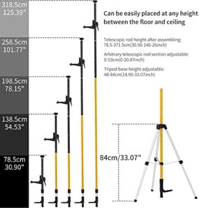 Laser Level Pole, Telescoping Support Pole 12FT/3.7M with Tripod and Mount for Lasers Level of Rotary and Line Lasers (MET-SP3 Pole Without Tripod)