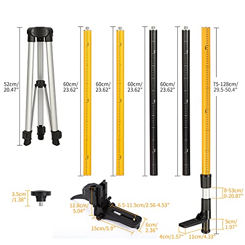 Laser Level Pole, Telescoping Support Pole 12FT/3.7M with Tripod and Mount for Lasers Level of Rotary and Line Lasers (MET-SP3 Pole Without Tripod)