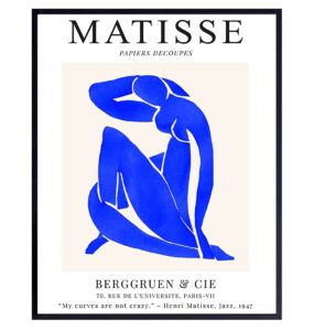 matisse wall art - blue matisse poster, 8x10 - matisse print - minimalist wall art - abstract art - line art decor - mid century modern wall art - henri matisse - aesthetic pictures - minimal wall art