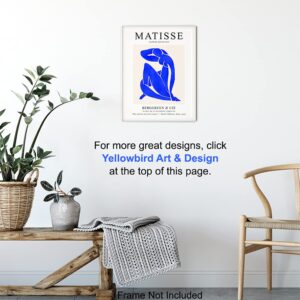 Matisse Wall Art - Blue Matisse Poster, 8x10 - Matisse Print - Minimalist Wall Art - Abstract Art - Line Art Decor - Mid Century Modern Wall Art - Henri Matisse - Aesthetic Pictures - Minimal Wall Art