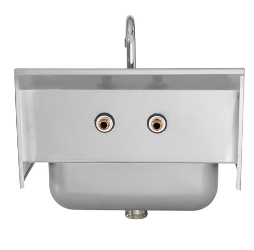 Kratos 28W-088 NSF Commercial Hand Sink with Gooseneck Faucet - 14"Wx10"Dx5"H Bowl