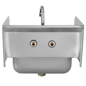 Kratos 28W-089 NSF Commercial Hand Sink with Gooseneck Faucet - 14"Wx10"Dx5"H Bowl - 7-3/4" Side Splashes