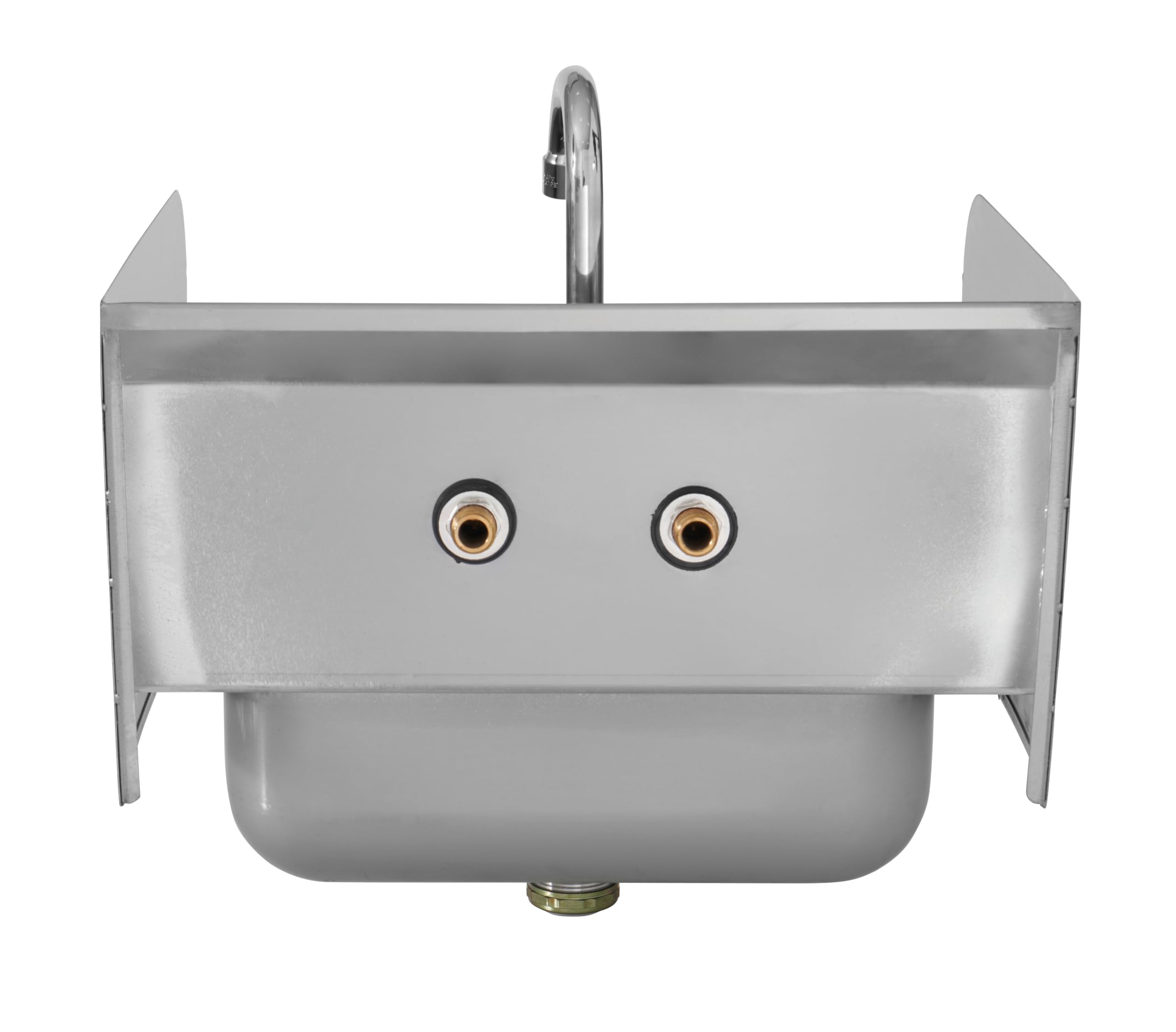 Kratos 28W-089 NSF Commercial Hand Sink with Gooseneck Faucet - 14"Wx10"Dx5"H Bowl - 7-3/4" Side Splashes