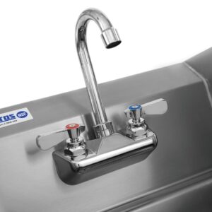 Kratos 28W-089 NSF Commercial Hand Sink with Gooseneck Faucet - 14"Wx10"Dx5"H Bowl - 7-3/4" Side Splashes