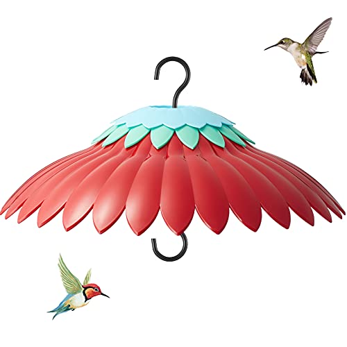 Squirrel Baffle for Hanging Bird Feeder,Baffle for Bird Feeder Built-in Moat,Weather Guard Protect Feed from Sun,Red Dome Cover Attract Birds-14inchs