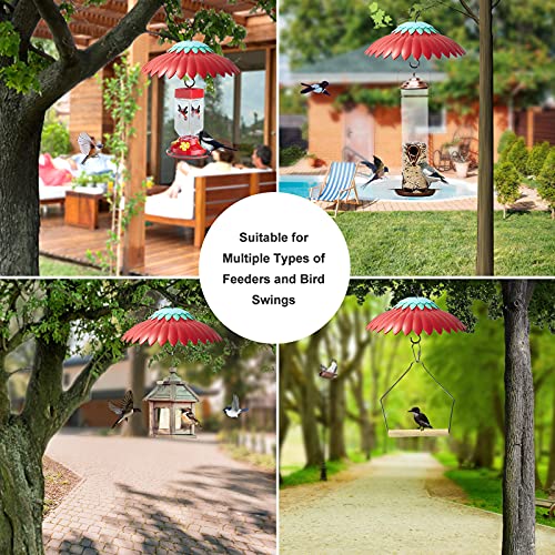 Squirrel Baffle for Hanging Bird Feeder,Baffle for Bird Feeder Built-in Moat,Weather Guard Protect Feed from Sun,Red Dome Cover Attract Birds-14inchs