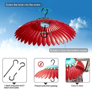 Squirrel Baffle for Hanging Bird Feeder,Baffle for Bird Feeder Built-in Moat,Weather Guard Protect Feed from Sun,Red Dome Cover Attract Birds-14inchs