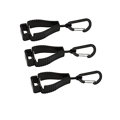 3pcs Glove Grabber Clip Holder Work Safety Glove Keeper Guard Labor Worker Glasses Helmets Hanger Clamp Catcher Belt Holder (Black) Medium