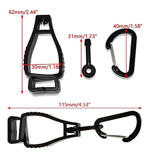 3pcs Glove Grabber Clip Holder Work Safety Glove Keeper Guard Labor Worker Glasses Helmets Hanger Clamp Catcher Belt Holder (Black) Medium