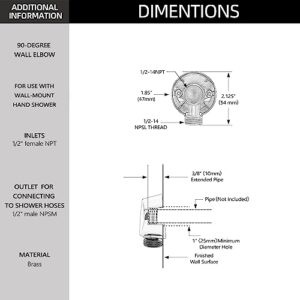 A725WR Round Drop Ell Handheld Shower Wall Connector Wrought Iron Replacement Part for Moen,Matte Black