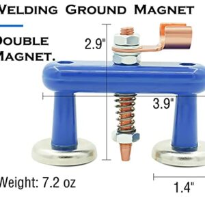 Magnetic Ground Clamp Welding Magnet - Welding Ground Clamp For Welder Copper Tail Ground Connector 500A, Double Magnet