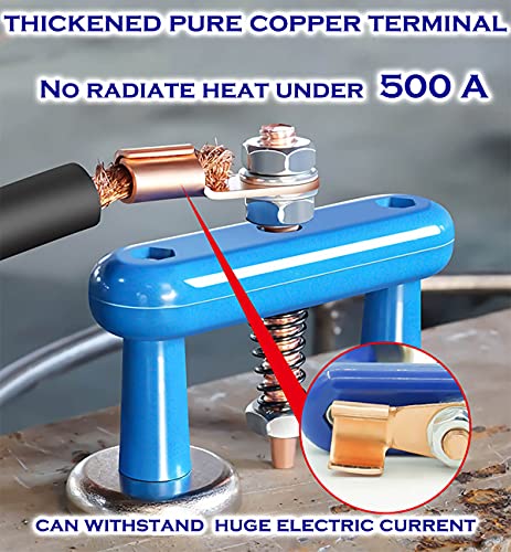 Magnetic Ground Clamp Welding Magnet - Welding Ground Clamp For Welder Copper Tail Ground Connector 500A, Double Magnet