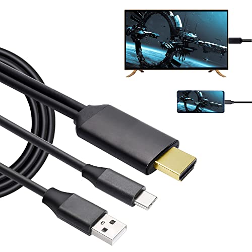 ECDREAM USB C to HDMI Cable,Phone toTV Adapter 6Ft 4K Display & Charging for MacBook Pro/iPad Pro/Chromebook/Laptop/Samsung Phones to TV/Monitor/Projector