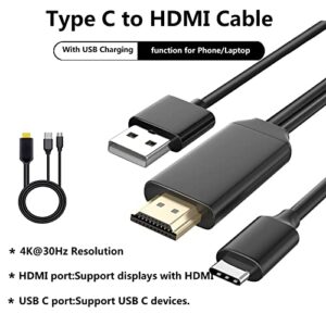 ECDREAM USB C to HDMI Cable,Phone toTV Adapter 6Ft 4K Display & Charging for MacBook Pro/iPad Pro/Chromebook/Laptop/Samsung Phones to TV/Monitor/Projector