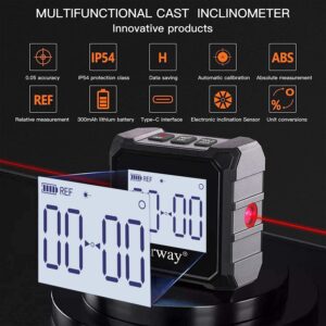 Digital Angle Finder with Laser - Magnetic Digital Angle Gauge Protractor,Cube Inclinometer with LCD Display for Accurate Measuring