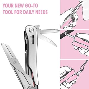 FantastiCAR Pink Utility knife Box cutter with Extra Blades and Multifunctional Pliers Set, Stainless Steel Body and Gift Packaging Box