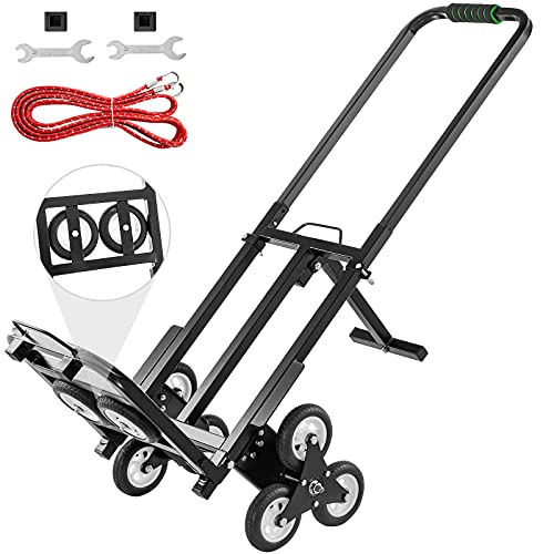 BestEquip Stair Climbing Cart 460lbs Capacity, Portable Folding Trolley with 6 Wheels, Stair Climber Hand Truck with Adjustable Handle for Pulling, All Terrain Heavy Duty Dolly Cart for Stairs