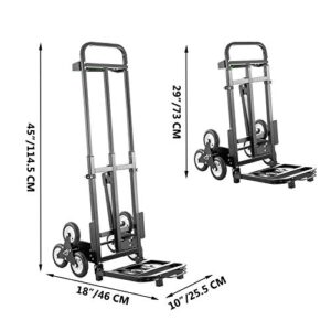 BestEquip Stair Climbing Cart 460lbs Capacity, Portable Folding Trolley with 6 Wheels, Stair Climber Hand Truck with Adjustable Handle for Pulling, All Terrain Heavy Duty Dolly Cart for Stairs