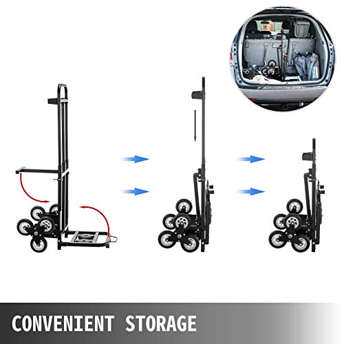 BestEquip Stair Climbing Cart 460lbs Capacity, Portable Folding Trolley with 6 Wheels, Stair Climber Hand Truck with Adjustable Handle for Pulling, All Terrain Heavy Duty Dolly Cart for Stairs