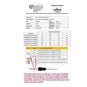 FTG USA Countersink Drill Bit Set 6 Pc #6 (9/64") Parabolic Flute Wood Countersink Drill Bit, Pro Pack Countersink Bit, Tapered Drill Bits for Countersink with 1 Depth Stop Collar and 1 Hex Wrench