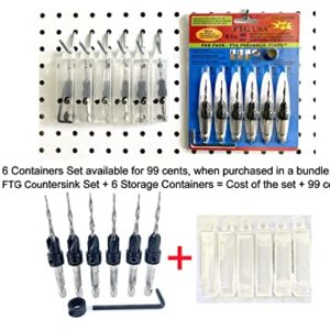 FTG USA Countersink Drill Bit Set 6 Pc #6 (9/64") Parabolic Flute Wood Countersink Drill Bit, Pro Pack Countersink Bit, Tapered Drill Bits for Countersink with 1 Depth Stop Collar and 1 Hex Wrench