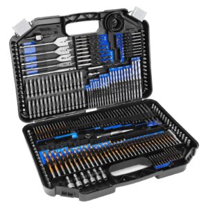 comoware drill bit set, 246 pcs for cordless drill, drill driver bit set for wood, metal, masonry, cement and screwdriver bits set combo kit