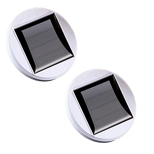 GUANFU 2 Pack Solar Panel Top Replacement for Table Lights, Color Changing Solar Mosaic Glass Lantern Replacement Light…