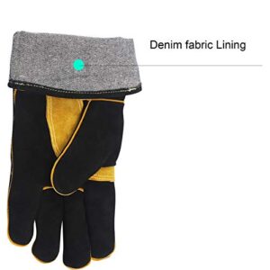 HDAGT Leather Forge Welders Glove Fireproof and Heat Resistant, for Welding/Oven/Grill/BBQ/Mig/Fireplace/Stove/Pot Holder/Tig Welder/Fire Pits, and Wood Stoves - 14IN -