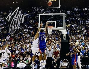 mario chalmers autographed kansas jayhawks shot 8x10 basketball photo jsa coa