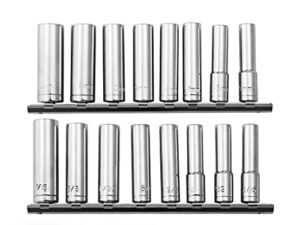 vct 18pc 1/4" dr drive sae standard & mm metric deep deepwell hand socket set (6-point)