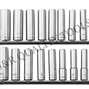 VCT 18PC 1/4" Dr Drive SAE Standard & MM Metric Deep Deepwell Hand Socket Set (6-Point)