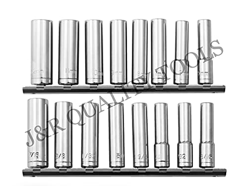 VCT 18PC 1/4" Dr Drive SAE Standard & MM Metric Deep Deepwell Hand Socket Set (6-Point)