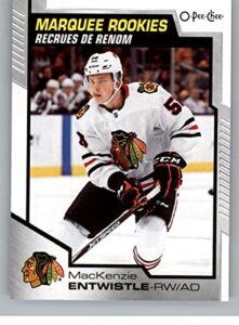 2020-21 o-pee-chee #646 mackenzie entwistle rc rookie card chicago blackhawks marquee rookies official nhl hockey trading card from upper deck series two in raw (nm or better) condition