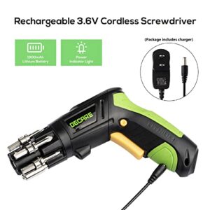 Decare Electric Cordless Screwdriver Rechargeable 3.6V Power Tools- Small Tool Set for Women and Men