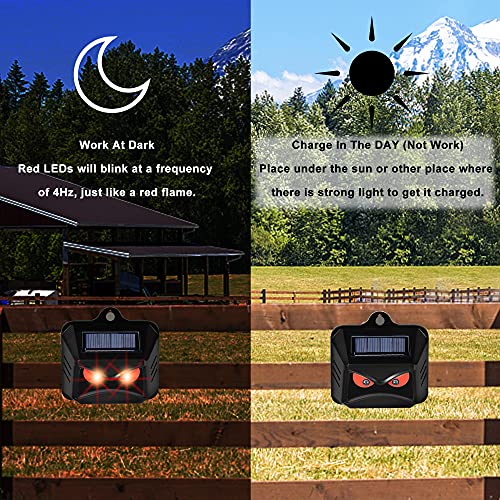 Triumpeek Animal Repeller, Solar Powered Predator Eye Nighttime Animal Deterrent Devices with Red LED Lights, Night Guard Animal Repellent Scares Coyote Skunk Raccoon Deer Away from Yard Chicken Coop