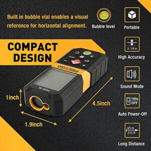 PREXISO Laser Measure, 215Ft Laser Measurement Tool with Entension for Diagonal Measuring Ft/Ft+in/in/M Units - Pythagorean Mode, Area Volume -100 Sets Data Storage, Medidor Laser Distance Meter