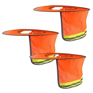 wmycongcong 2 pack hard hat sun shield full brim mesh neck shield sun visor with reflective strip for outdoor construction site hardhats safety helmet accessories, high visibility orange