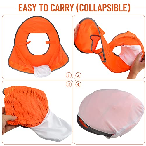 WMYCONGCONG 2 Pack Hard Hat Sun Shield Full Brim Mesh Neck Shield Sun Visor with Reflective Strip for Outdoor Construction Site Hardhats Safety Helmet Accessories, High Visibility Orange