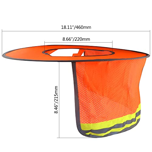 WMYCONGCONG 2 Pack Hard Hat Sun Shield Full Brim Mesh Neck Shield Sun Visor with Reflective Strip for Outdoor Construction Site Hardhats Safety Helmet Accessories, High Visibility Orange