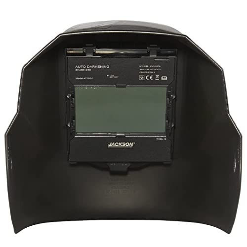 Jackson Safety Premium Auto Darkening Welding Helmet 3/10 Shade Range, 1/1/1/1 Optical Clarity, 1/25,000 sec. Response Time, 370 Speed Dial Headgear, 6 Feet Under Graphics, Black/Grey/White, 47100