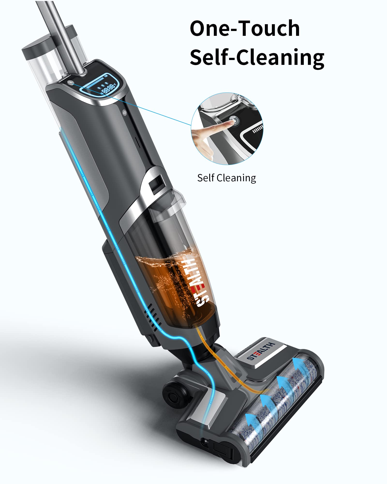 Stealth All in One Cleaner and Mop Shop Wet Dry Vacuums, Hard Floors and Area Rug, Gray