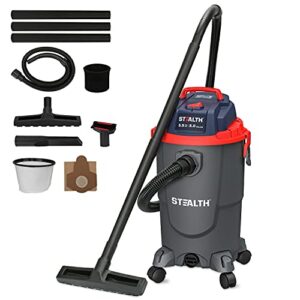 stealth wet dry vacuum cleaner 8 gallon, 5.5 peak hp shop vacuum with blower & drain port for home, garage, car, workshop, ecv08p1