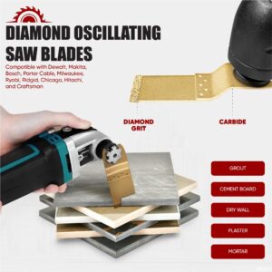 Diamond Oscillating Saw Blades - Grout Removal, Carbide Blade, Universal Fit, Quick Release - 4 Pack with Case